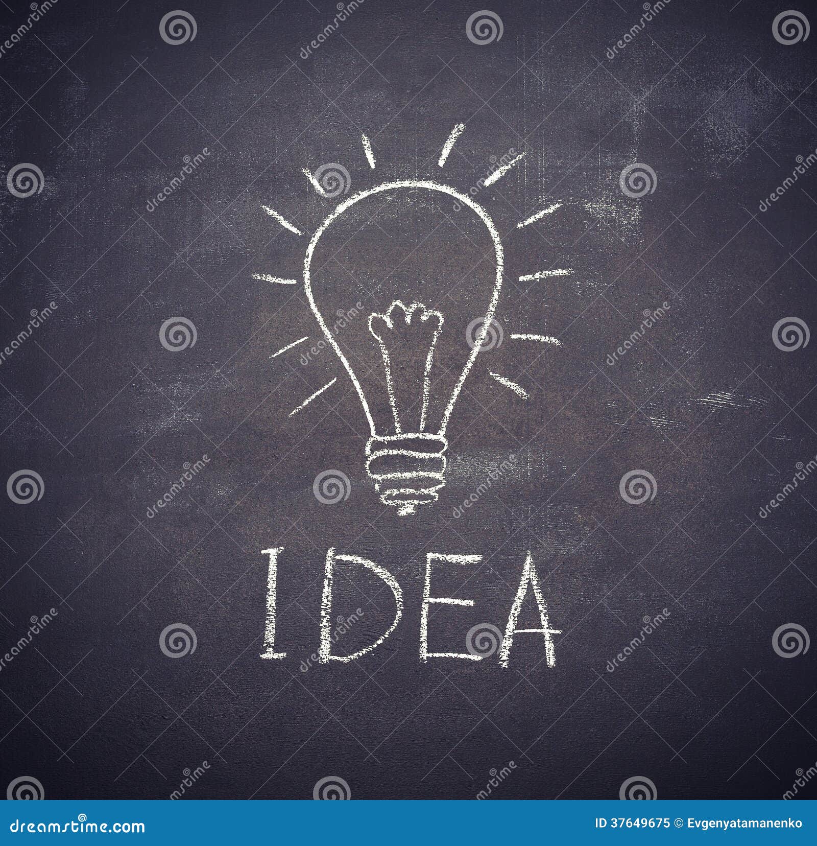 Idea Light Bulb Drawn with Chalk on Blackboard Stock Image - Image of ...