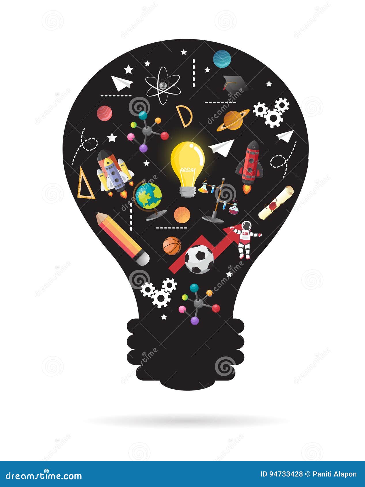 Idea on Light Bulb.education Concept Stock Vector - Illustration of ...