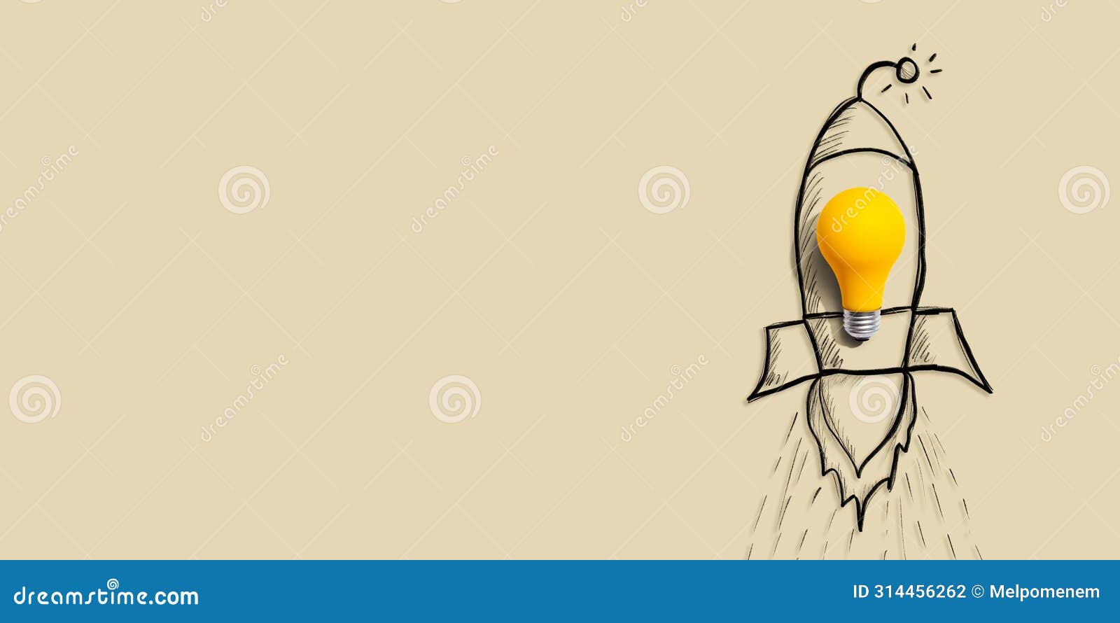 Idea Light Bulb Flying To the Sky Like a Rocket Stock Photo - Image of ...