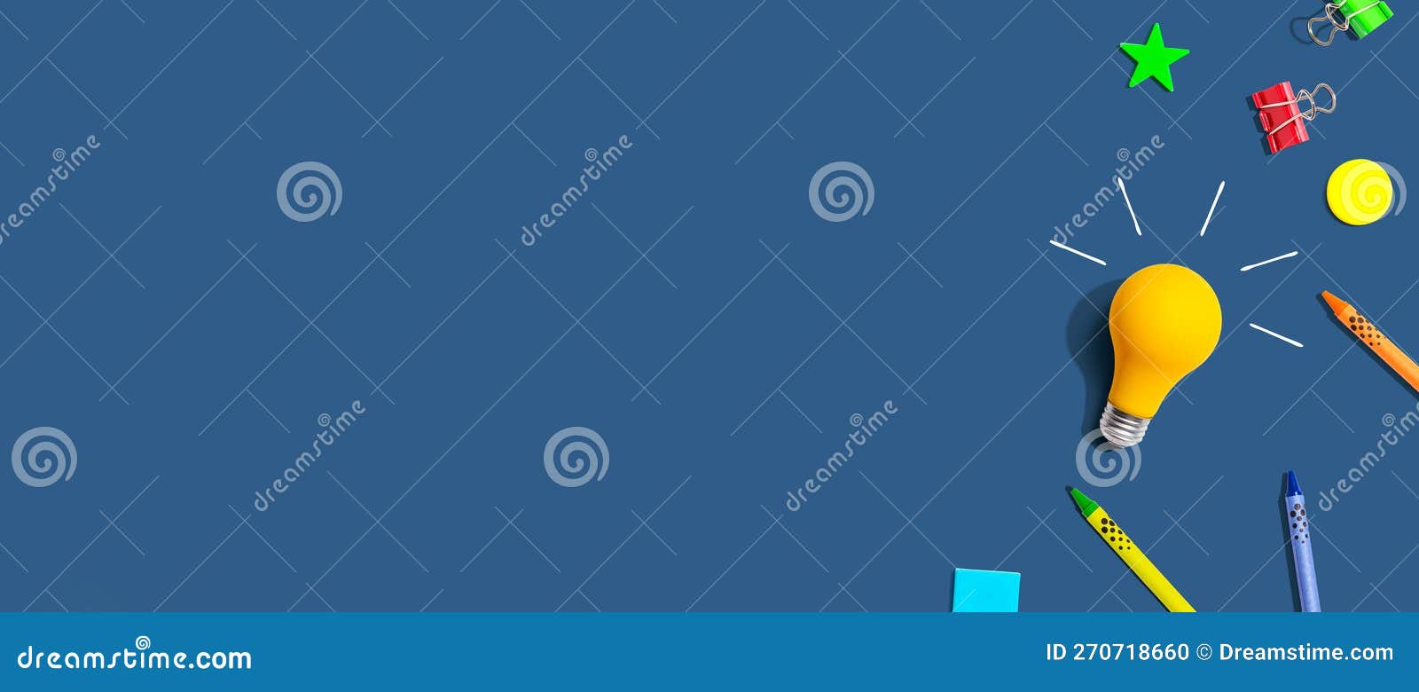 Idea Light Bulb with School Supplies - Flat Lay Stock Photo - Image of ...