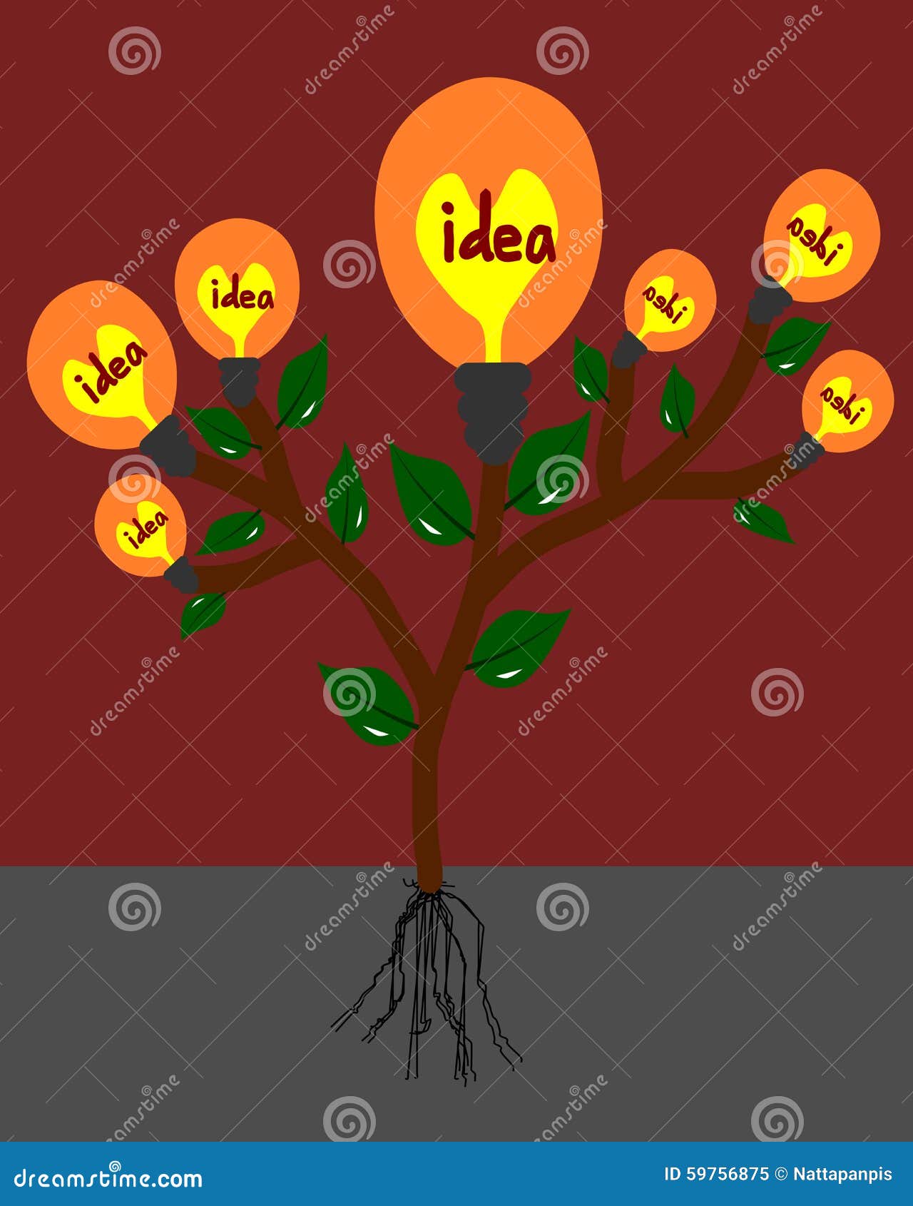 Idea Light Bulb Tree, Idea Tree Stock Illustration - Illustration of ...