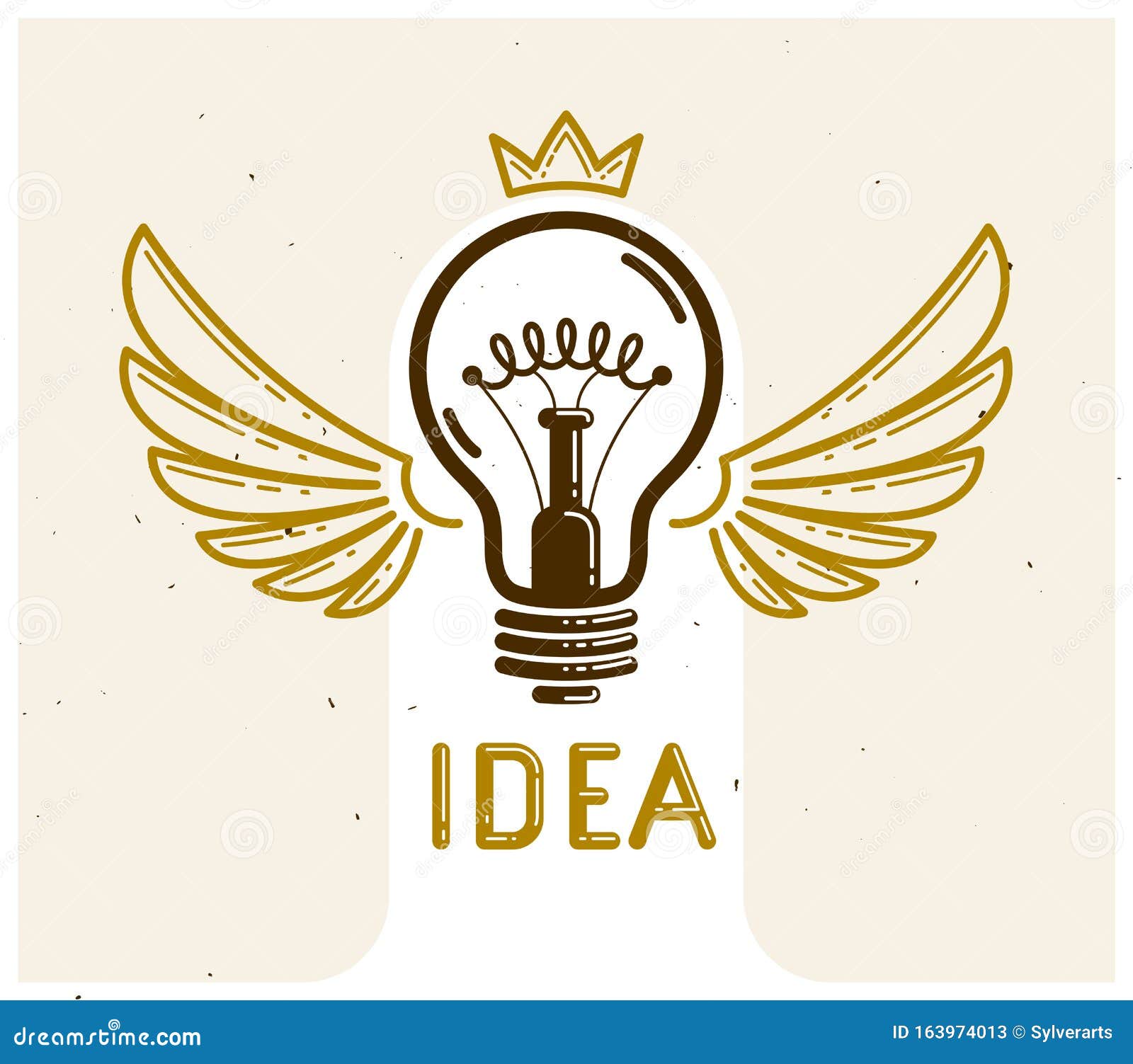 Idea Light Bulb with Wings Launching Like a Rocket Vector Linear Logo ...