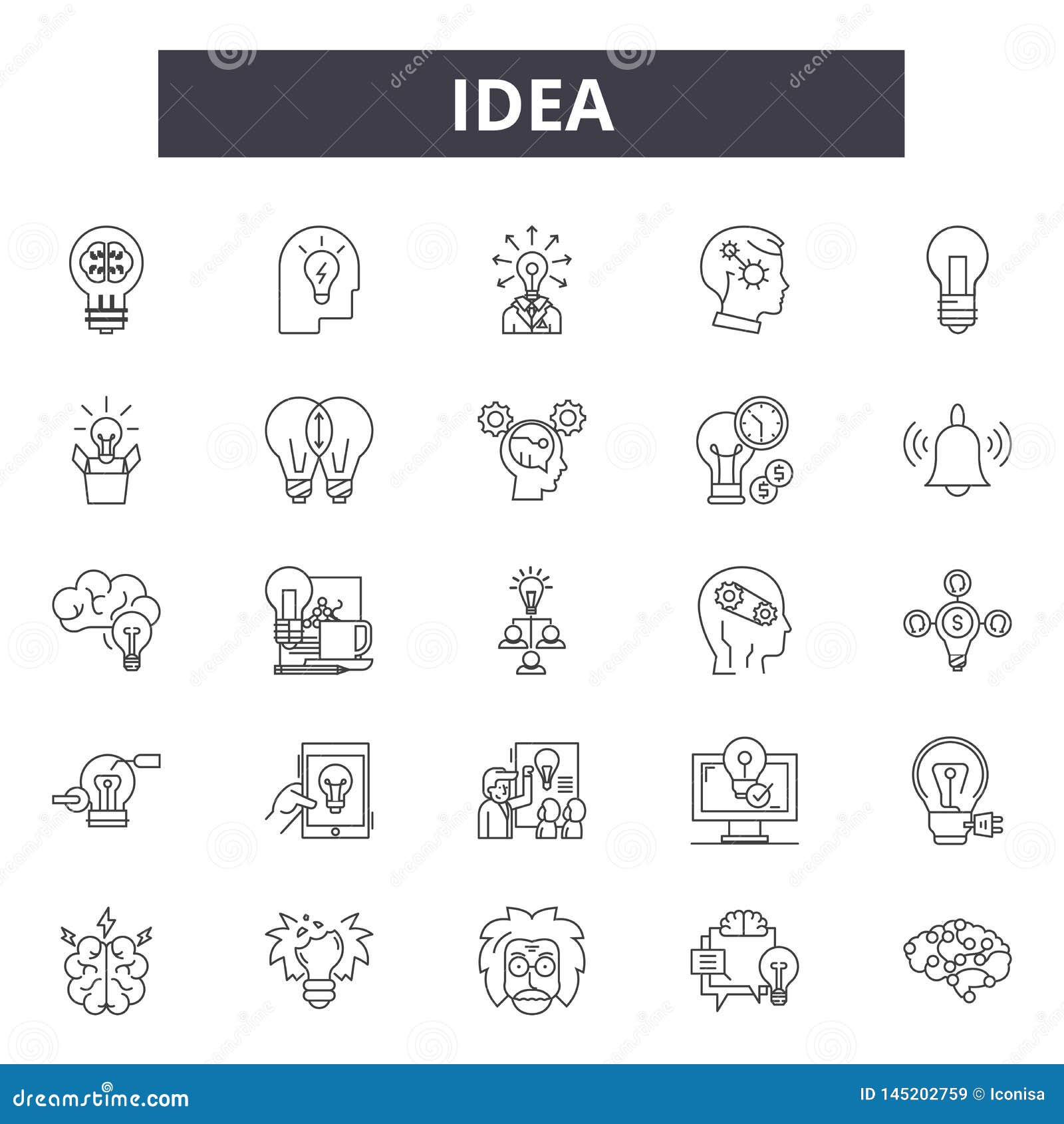 Idea Line Icons, Signs, Vector Set, Outline Illustration Concept Stock ...