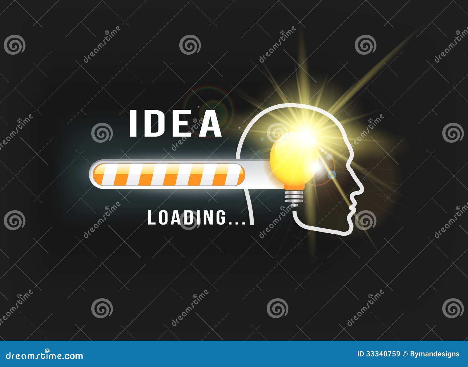 Idea Loading Concept With Idea Brain Processed On A Lightbulb Bar ...