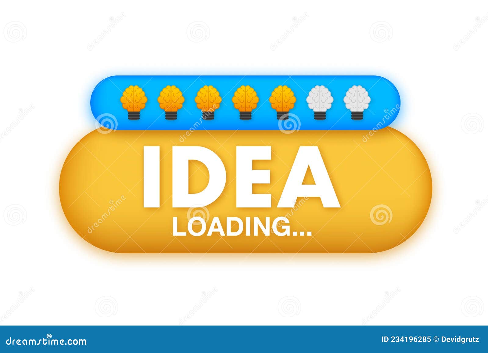 Idea Loading Concept with Idea Brain Processed on a Lightbulb Bar ...