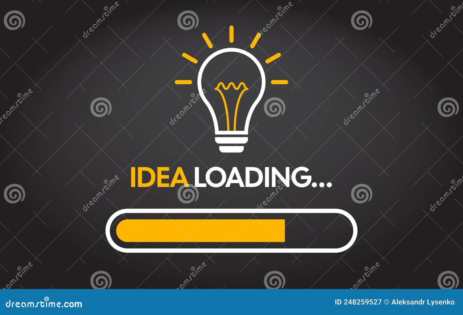 Idea Loading in Flat Style. Light Bulb Vector Illustration on Isolated ...