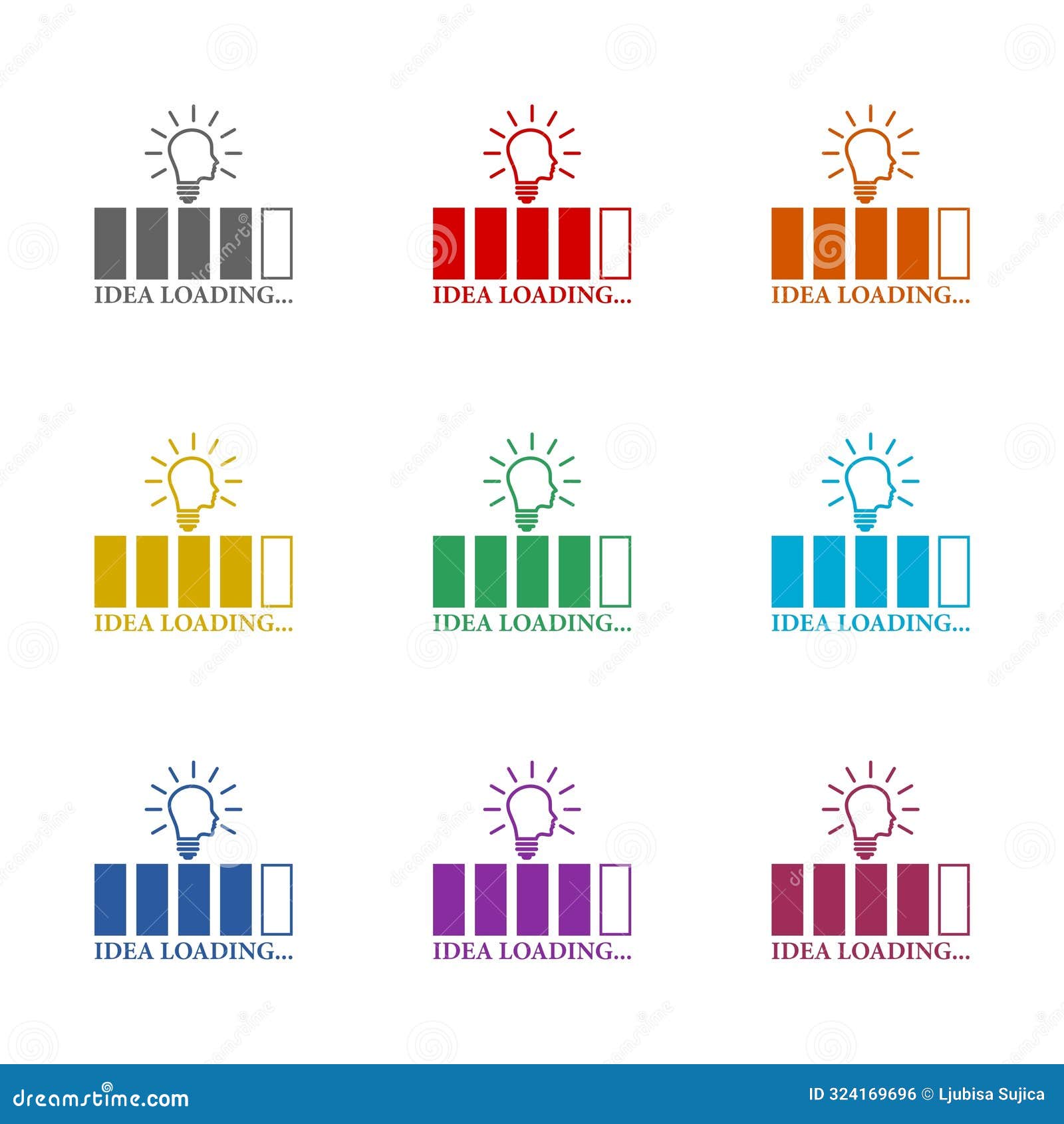 Idea Loading Concept With Idea Brain Processed On A Lightbulb Bar ...