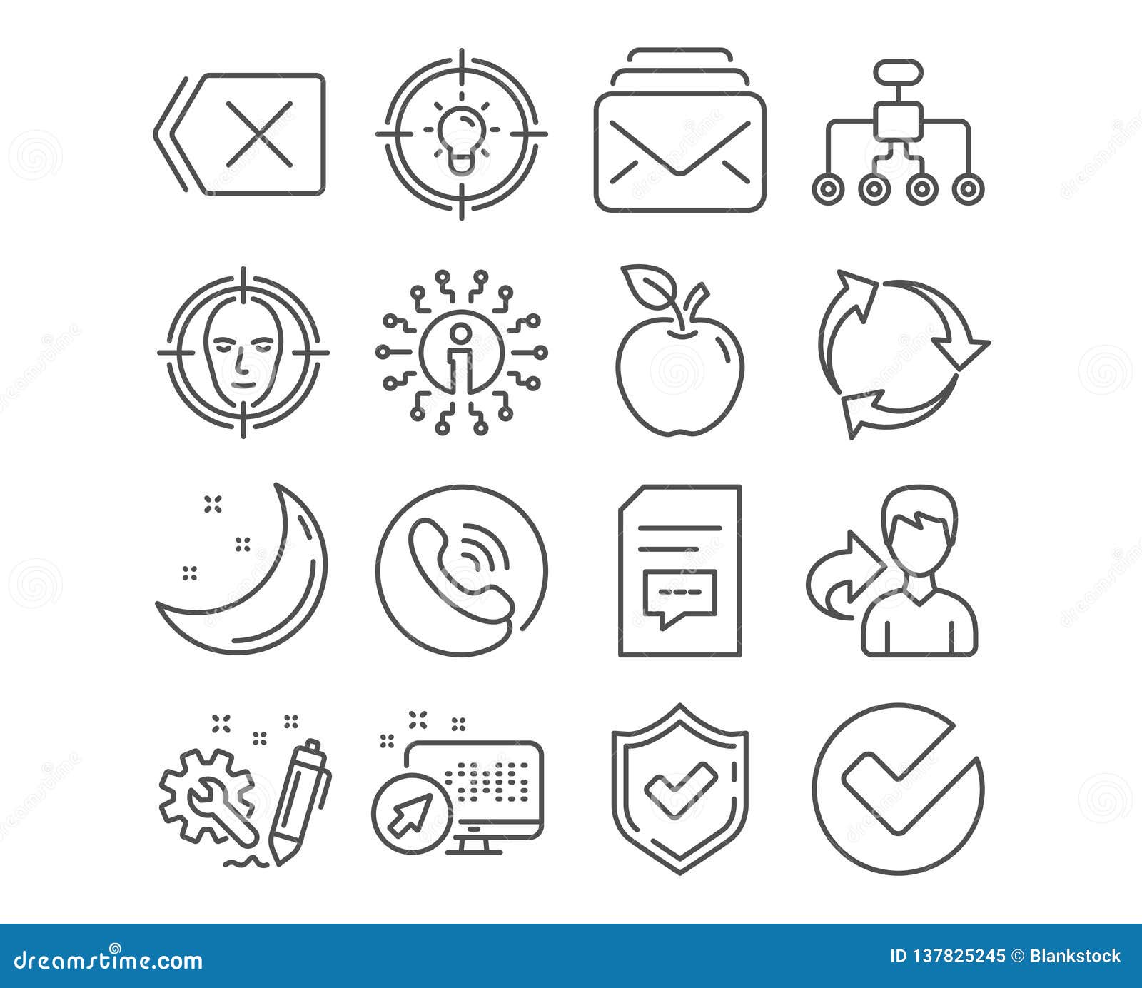 Idea, Mail and Comments Icons. Face Detect, Restructuring and Remove ...