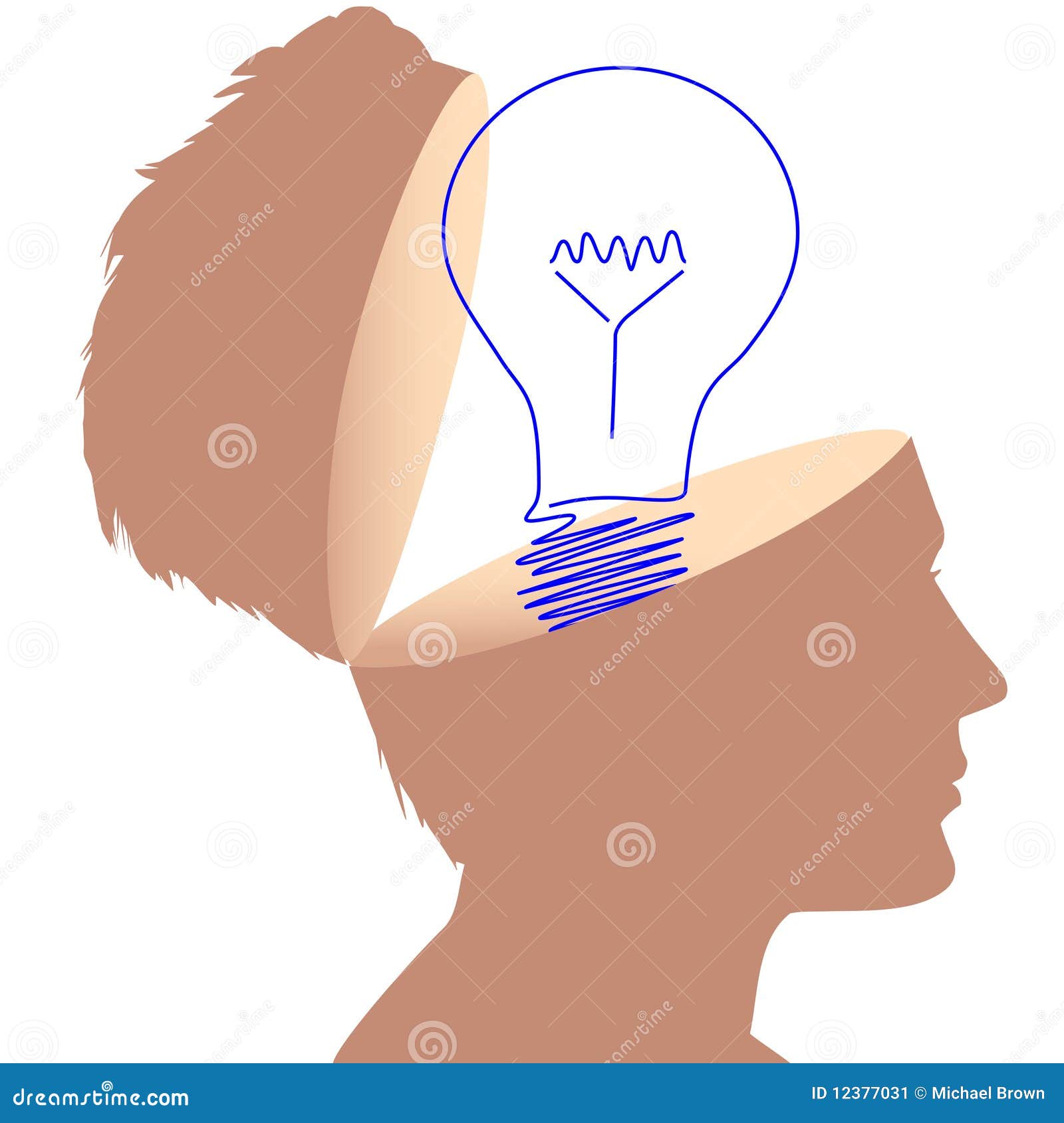 Idea Man Light Bulb Drawing in Open Mind Stock Vector - Illustration of ...