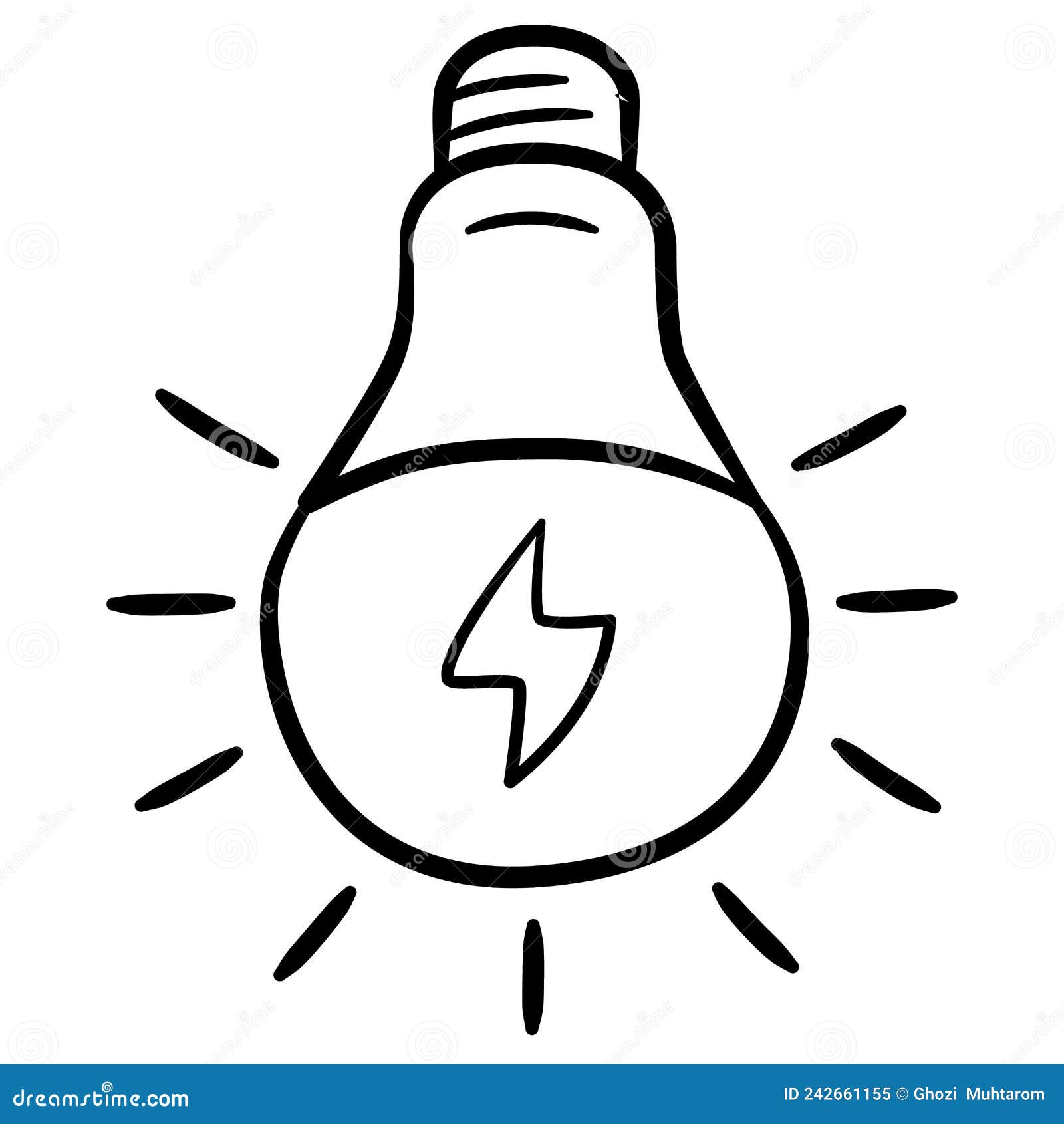 Idea Mind Light Bulb Thought Concept Single Isolated Icon with Sketch ...