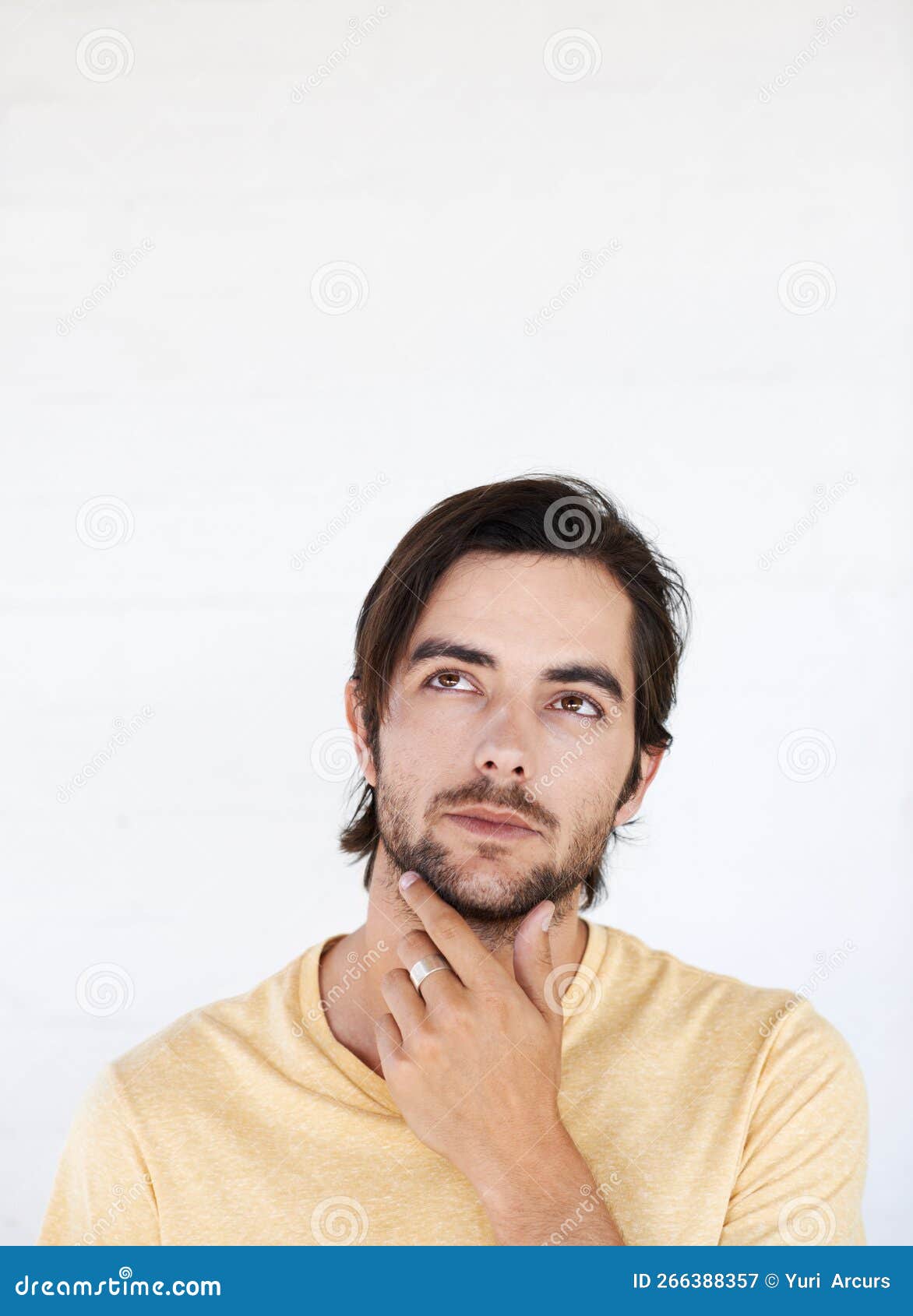 Idea Mockup, Face and Man Thinking, Pensive and Focus on Contemplating ...