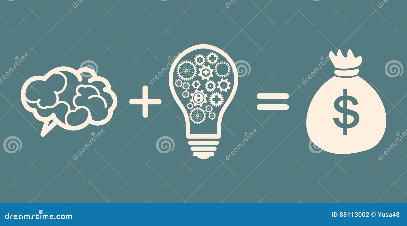 Idea is Money Concept. Brain + Idea = Money Stock Vector - Illustration ...