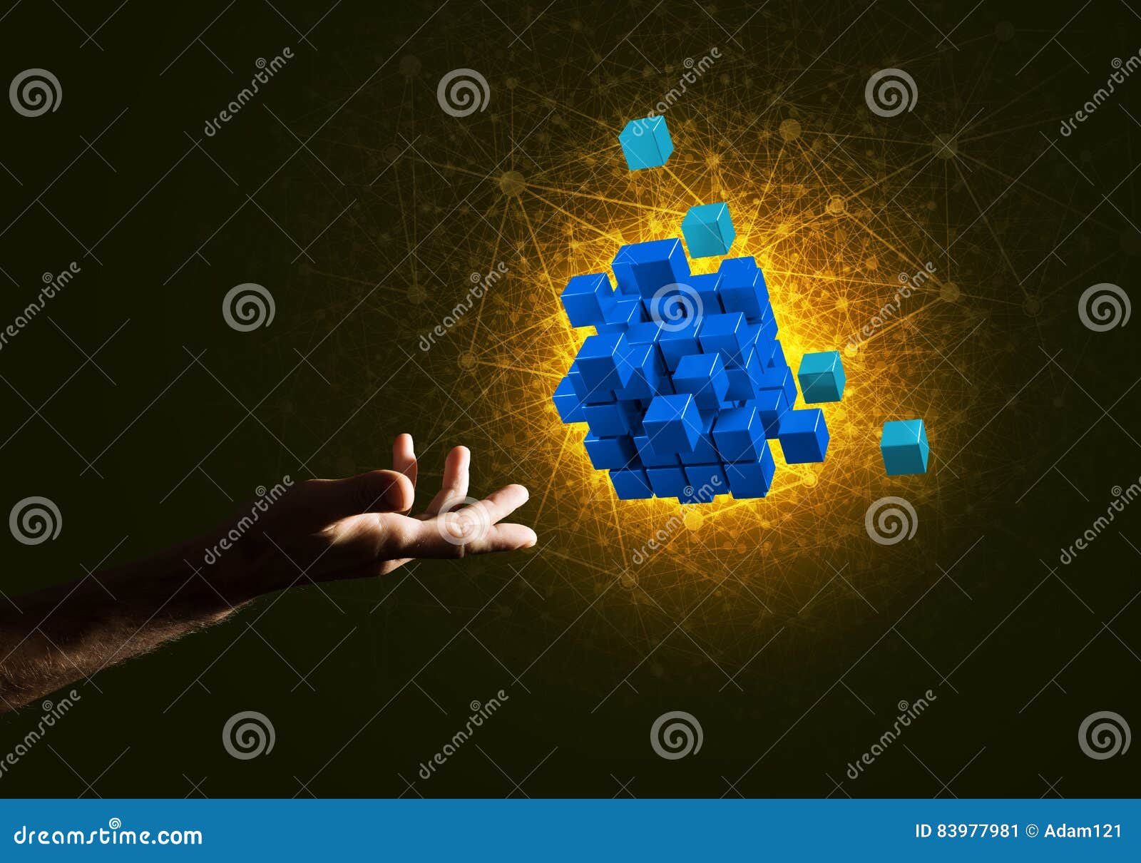 Idea of New Technologies and Integration Presented by Cube Figure Stock ...