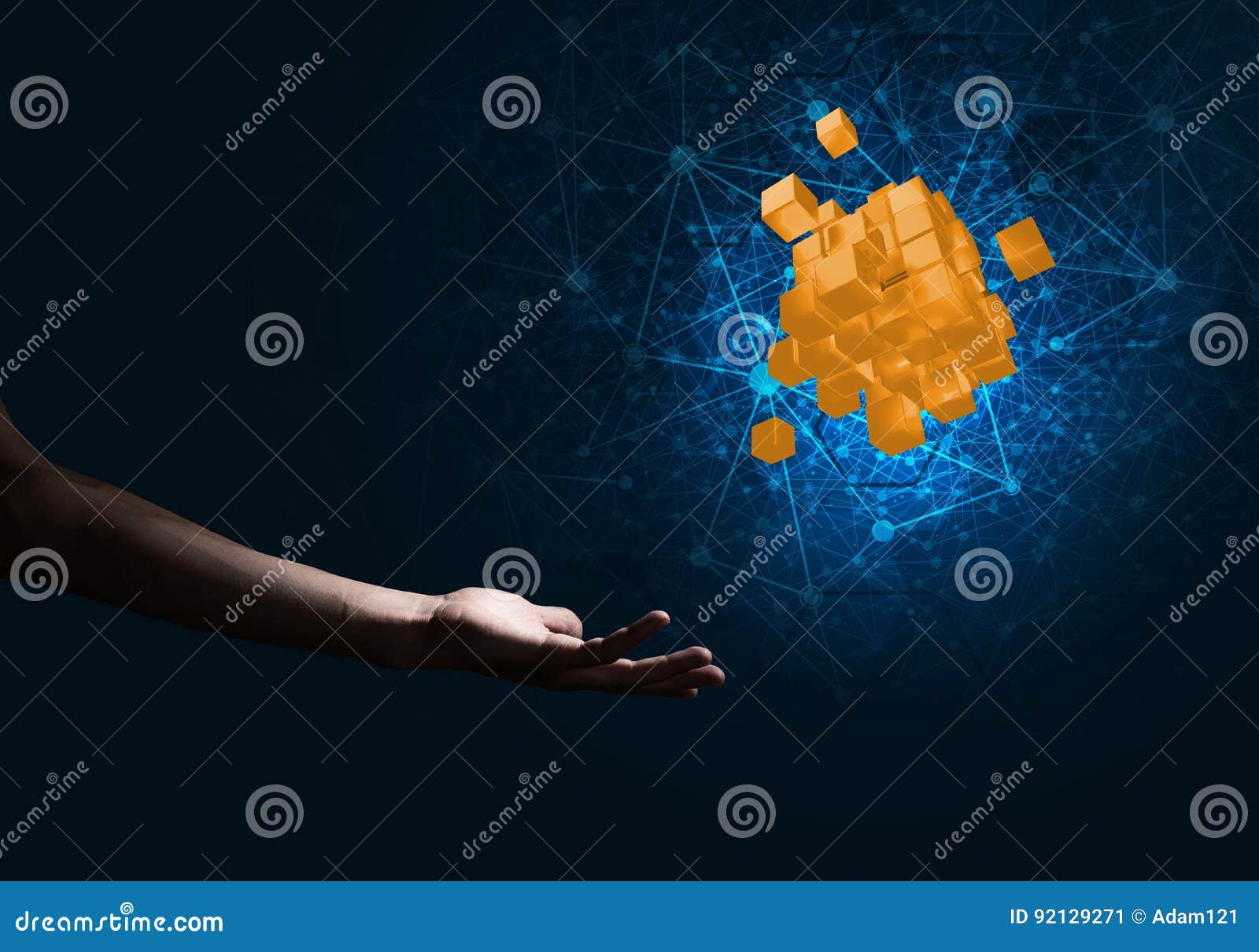 Idea of New Technologies and Integration Presented by Cube Figure Stock ...