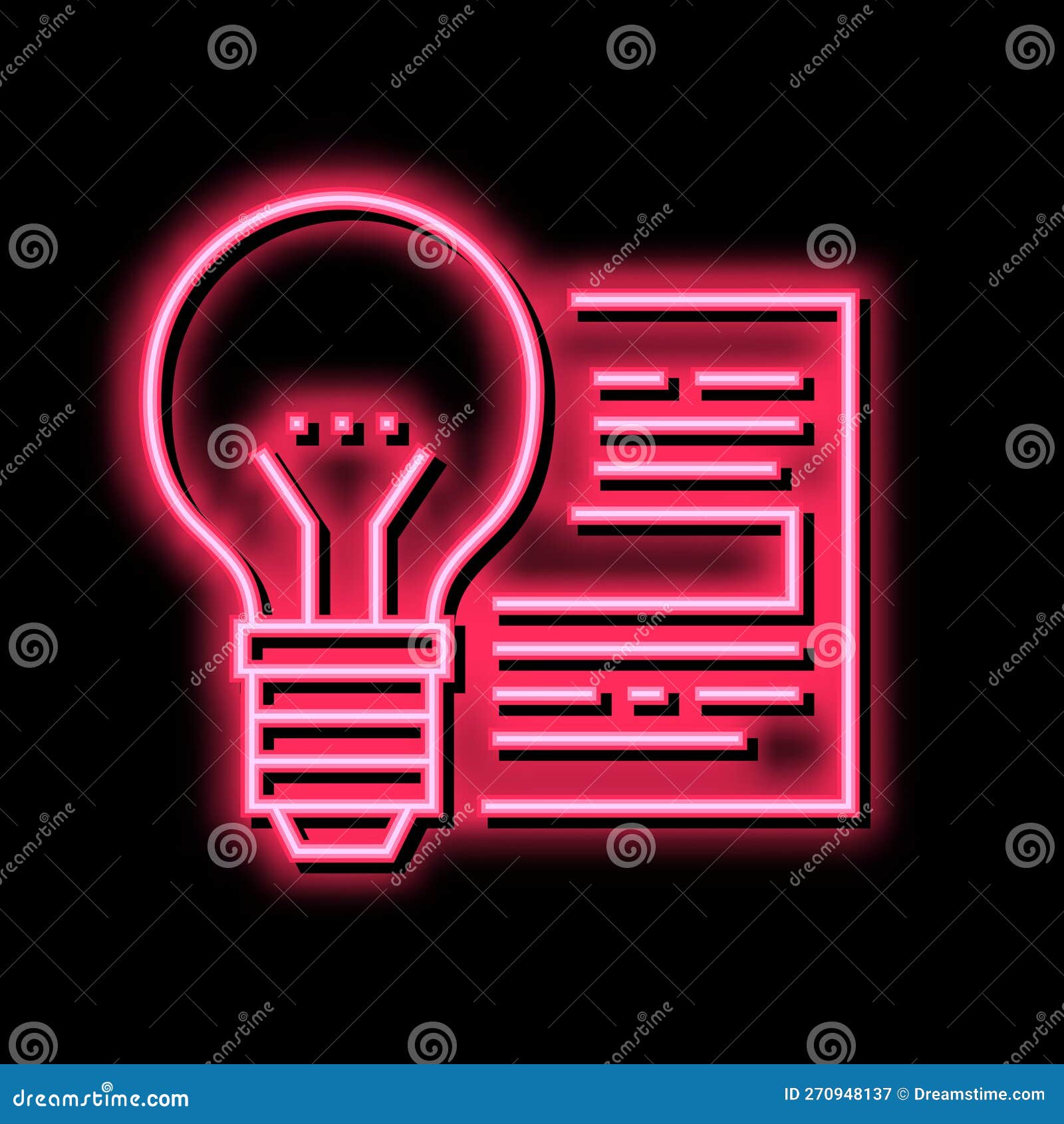 Idea on Paper List Neon Glow Icon Illustration Stock Vector ...