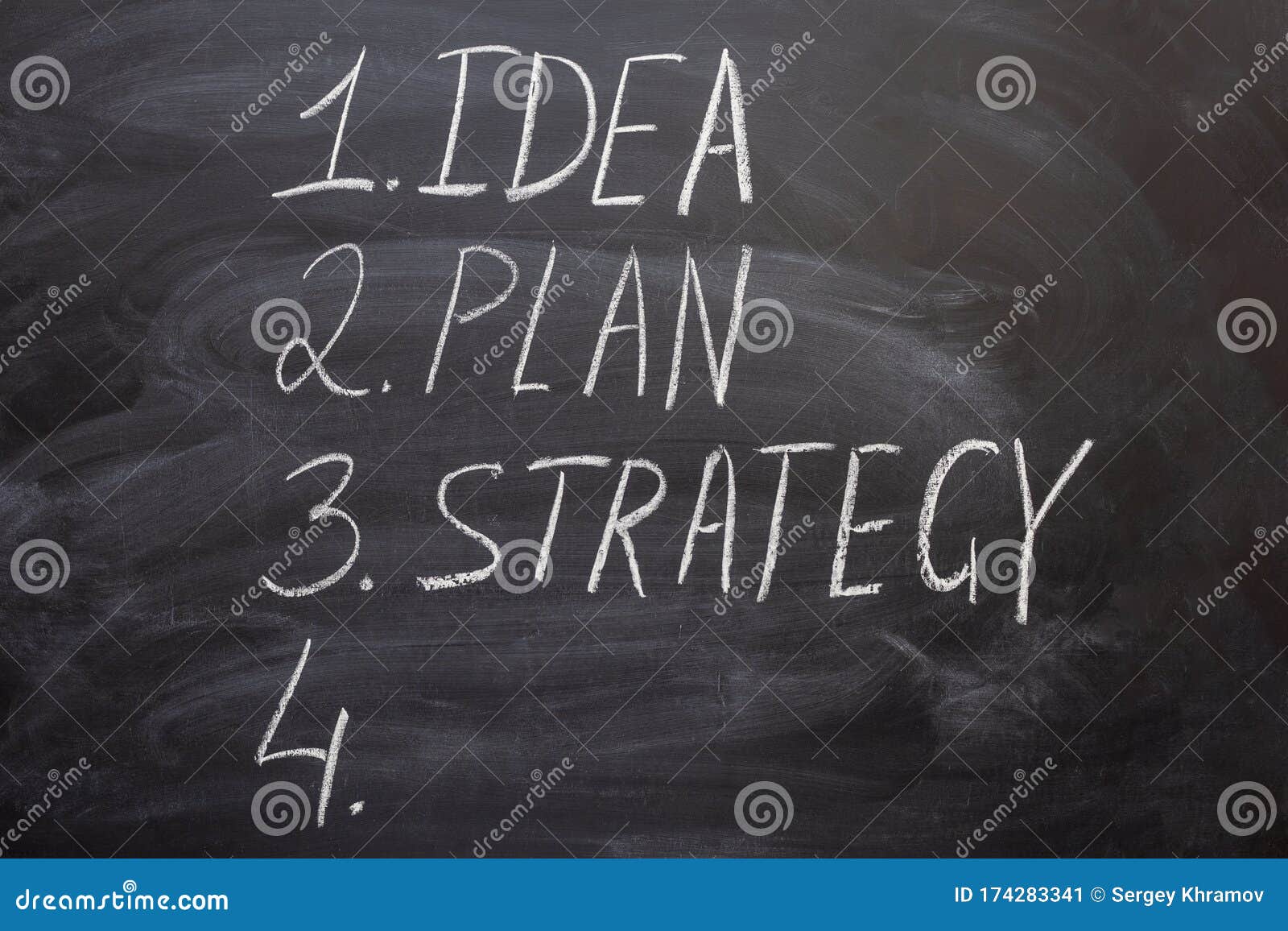 Idea, Plan, Strategy Words Written on the Blackboard Using Chalk Stock ...