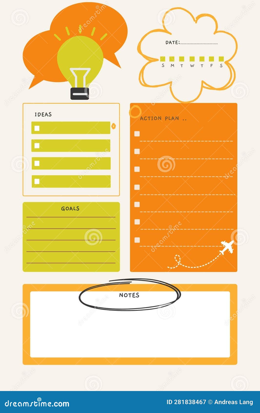 Idea Planner Digital Printable Blank Template Insert Royalty-Free Stock ...