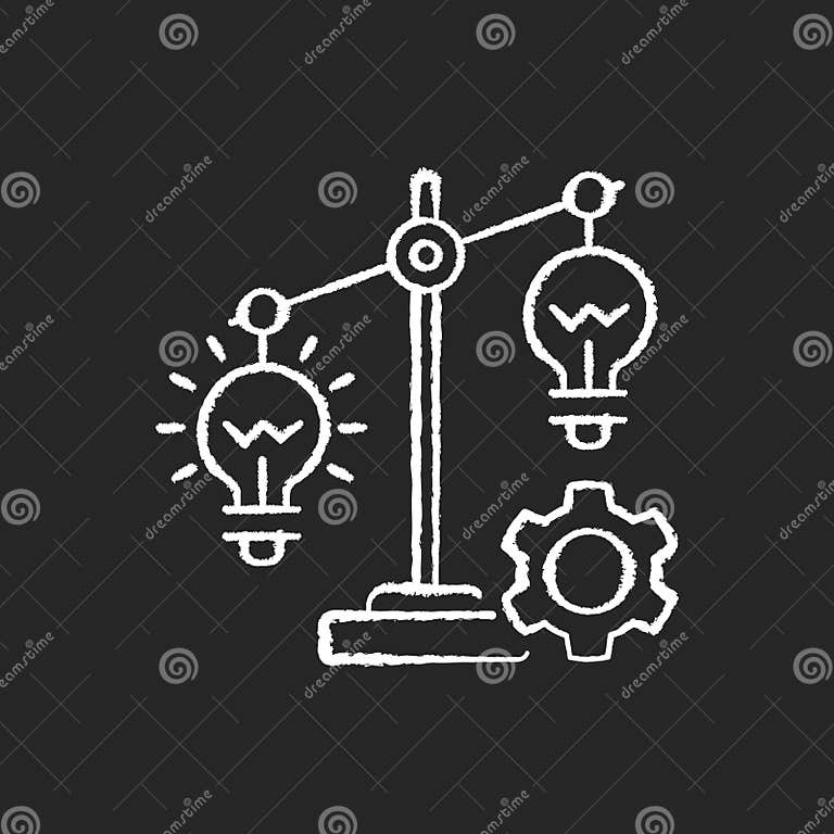 Idea Prioritization Chalk White Icons Set on Black Background Stock ...