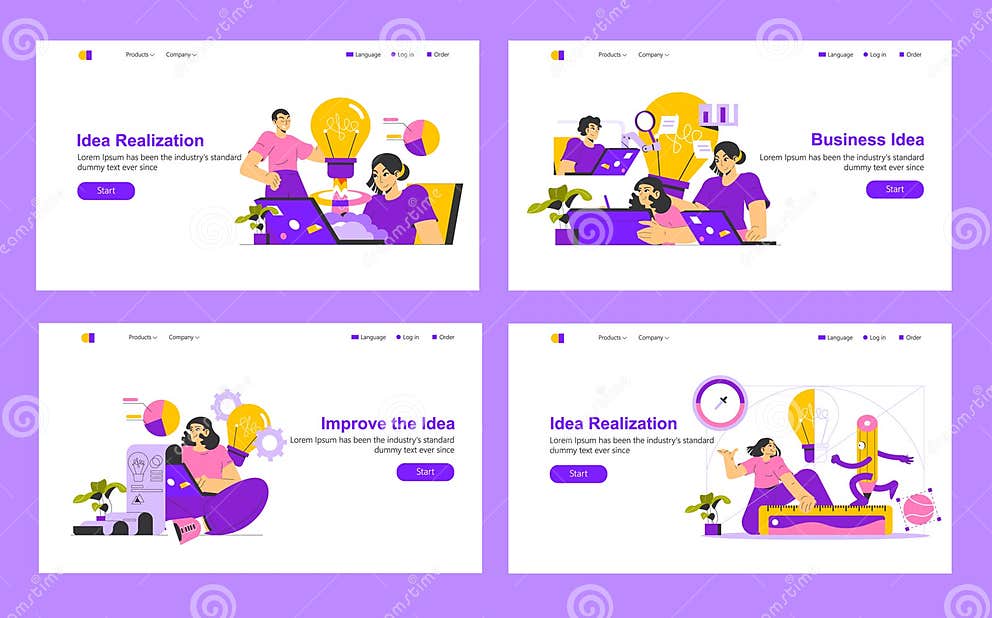 Idea Realization. Flat Vector Illustration Stock Illustration ...