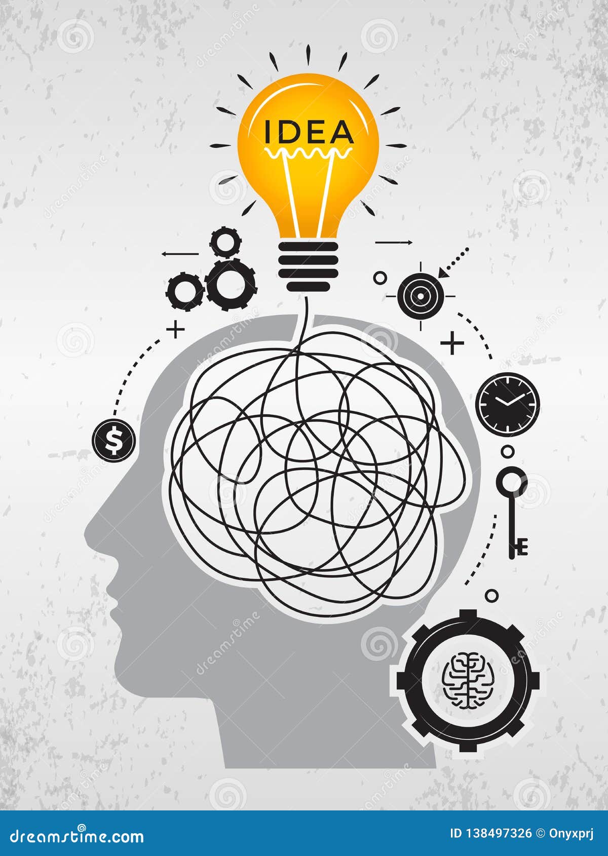 Idea Search. Chaos Lines of Mind Thinking about Good Idea Scribble Way ...