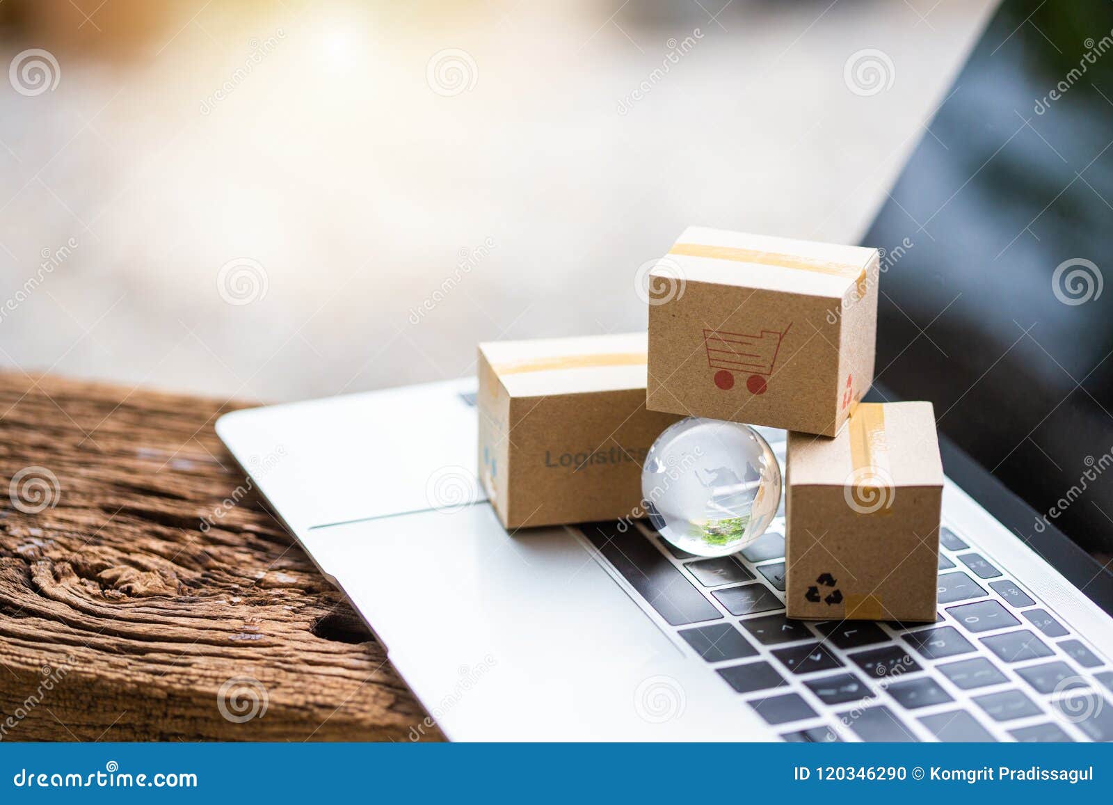 Stack Boxes on Laptop for Customer Can Buy from Electronic Internet ...