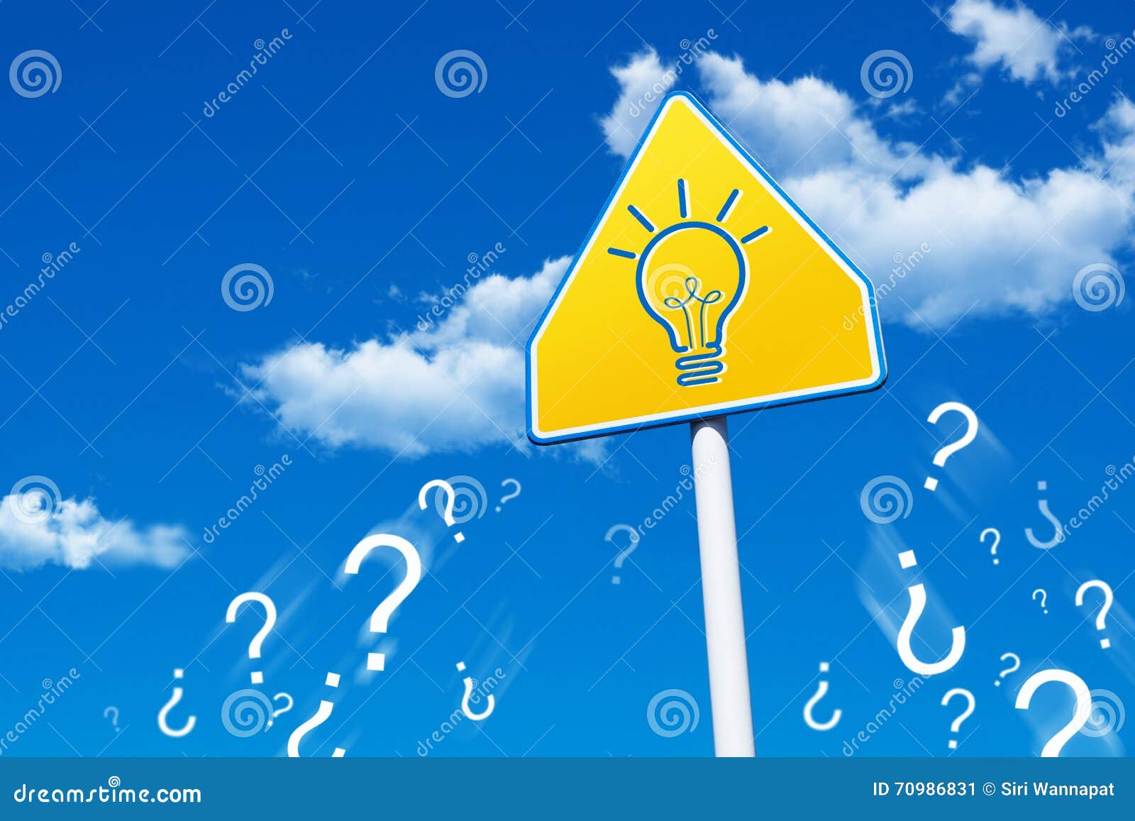 Idea Sign on Blue Sky stock image. Image of advertising - 70986831