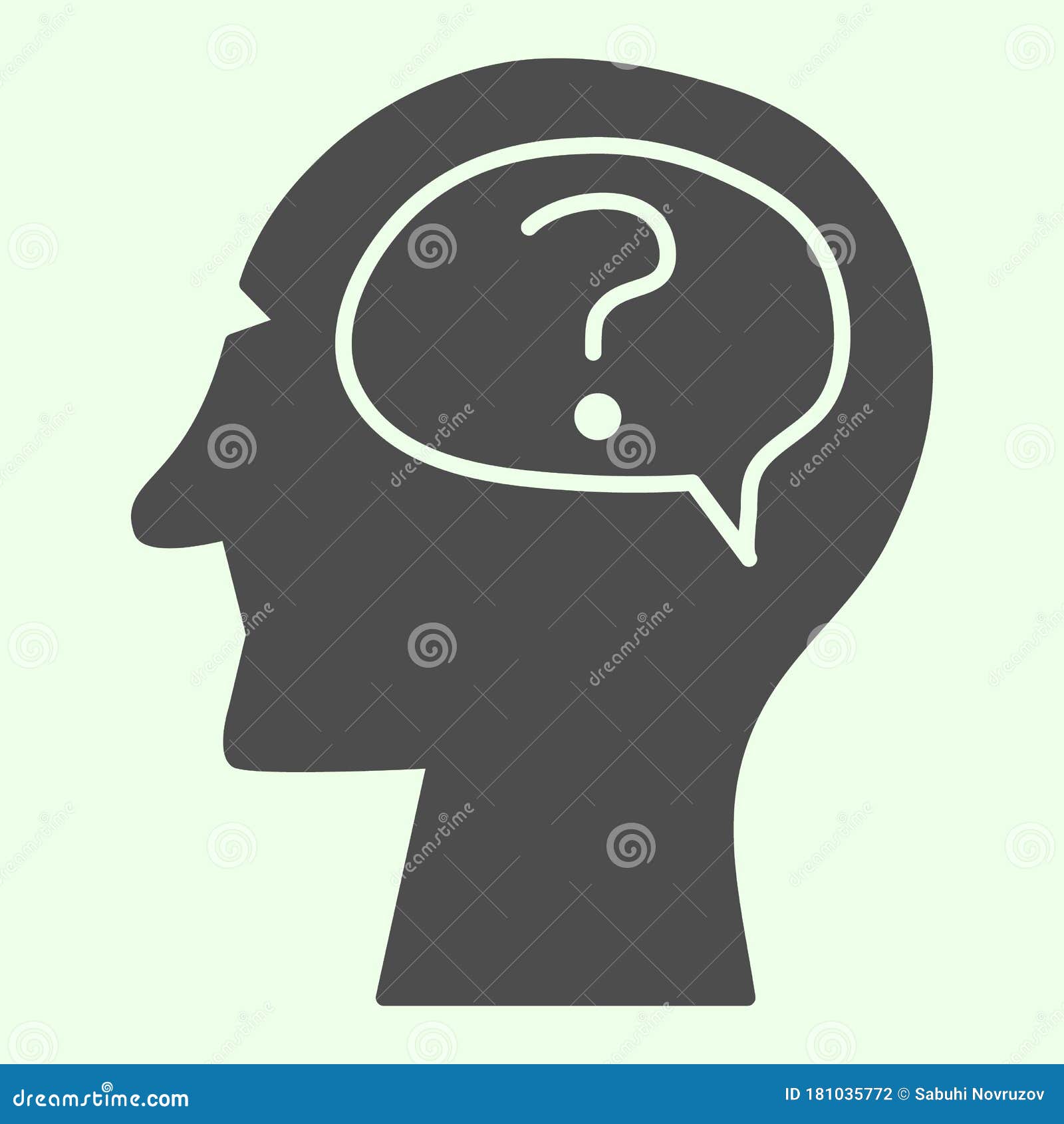 Idea Solid Icon. Human Head with Idea Question Mark Glyph Style ...