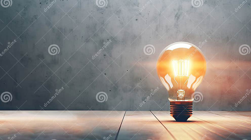 Idea Spark - Glowing Light Bulb on a Table - Generative AI Stock Image ...