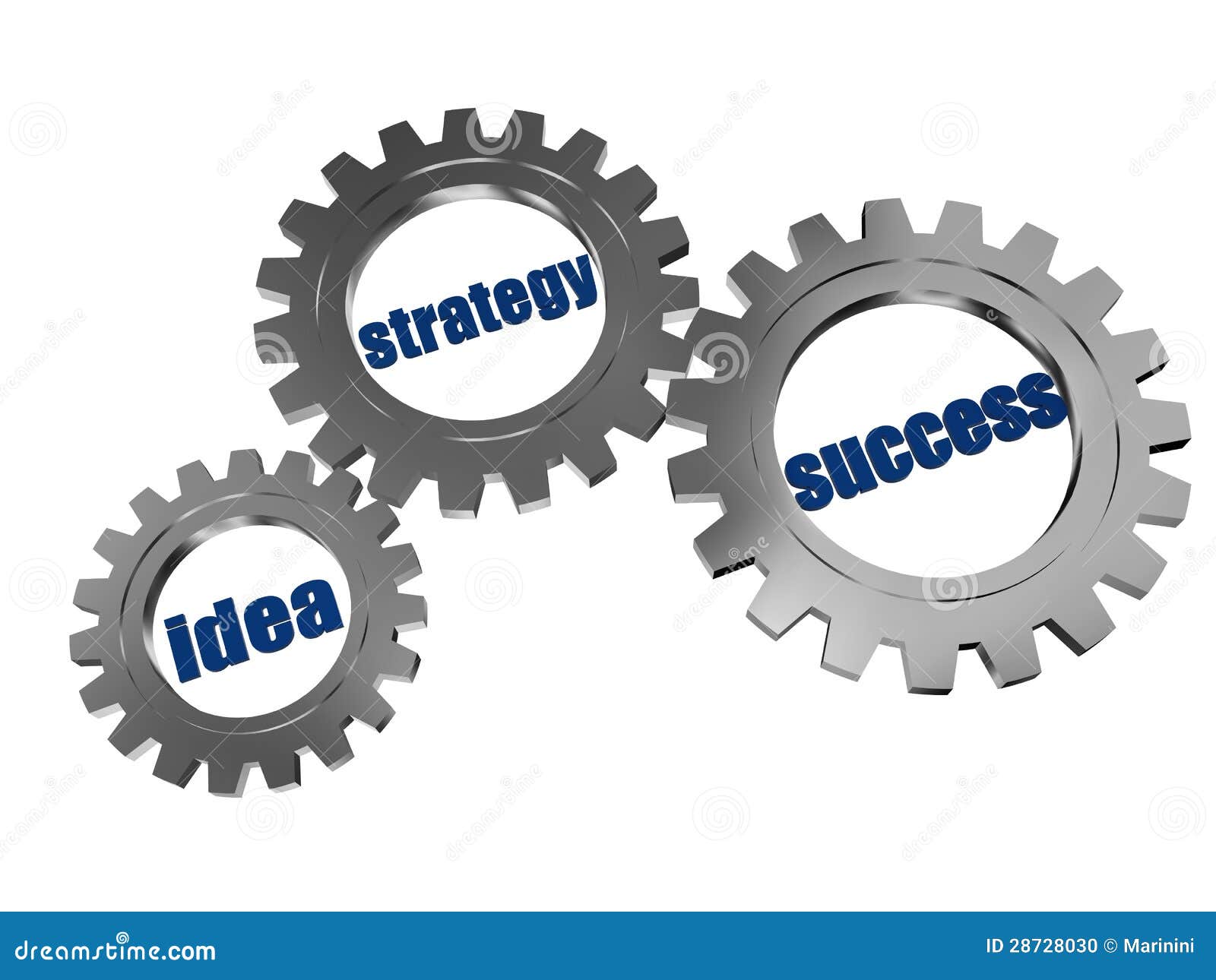 Idea, Strategy, Success in Silver Grey Gearwheels Stock Illustration ...