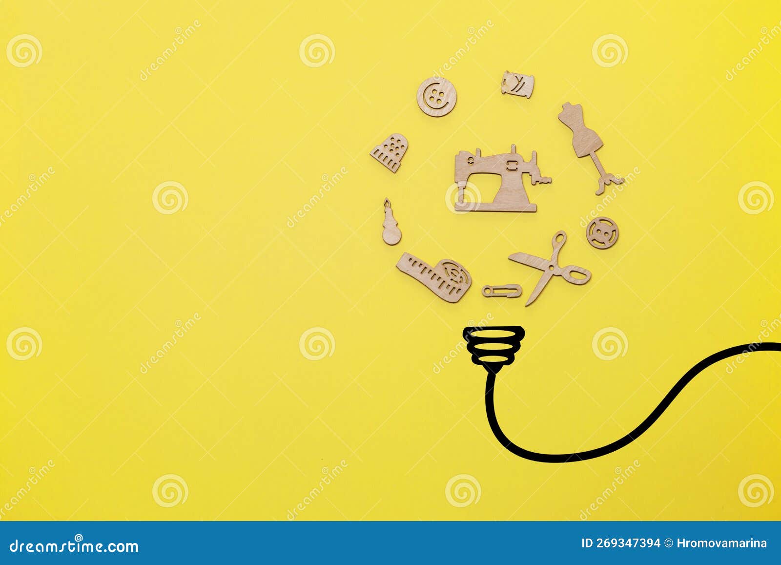 Idea Symbol in the Form of a Painted Light Bulb with a Circle of Items ...