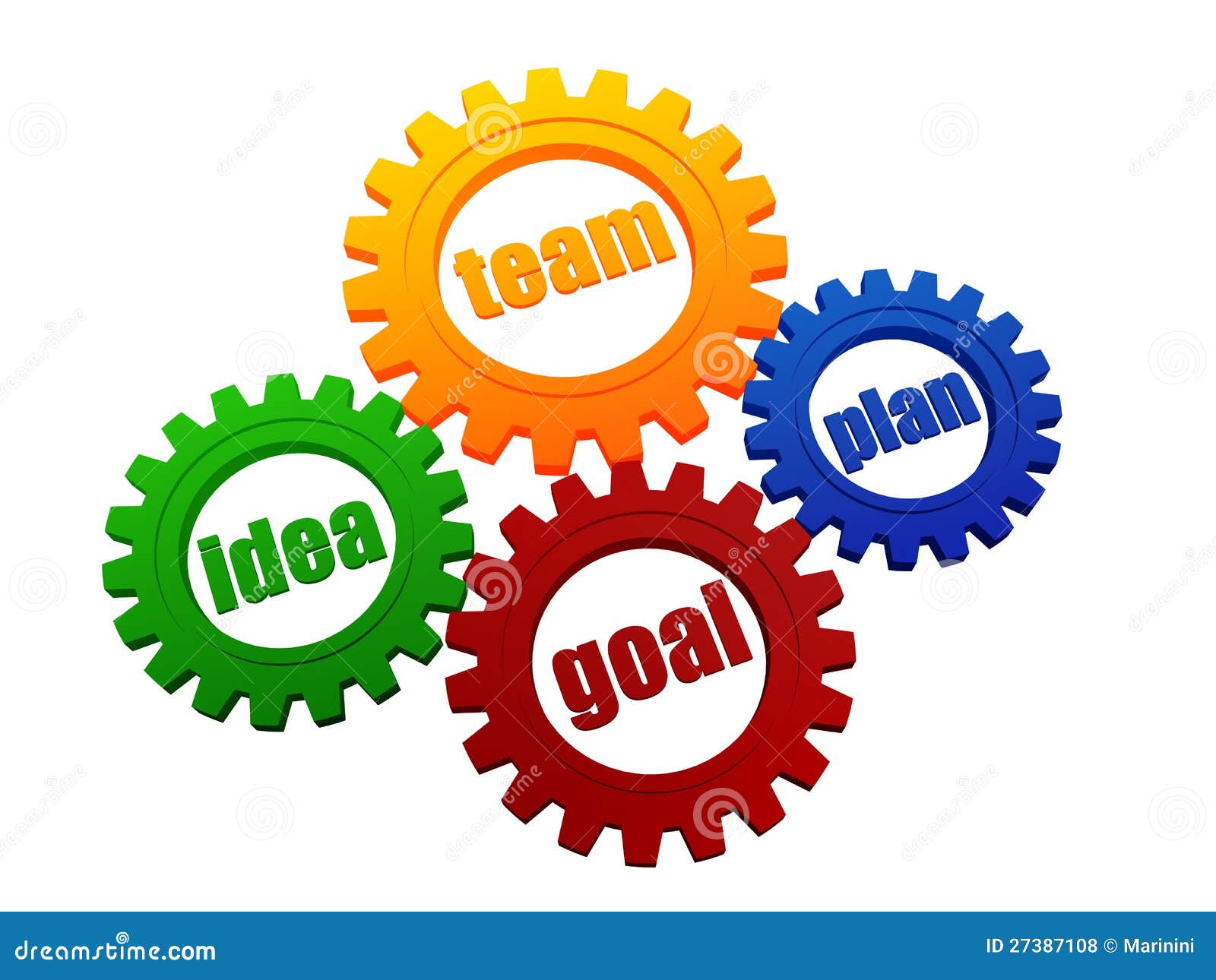 Idea, Team, Plan, Goal in Colorful Gearwheels Stock Illustration ...