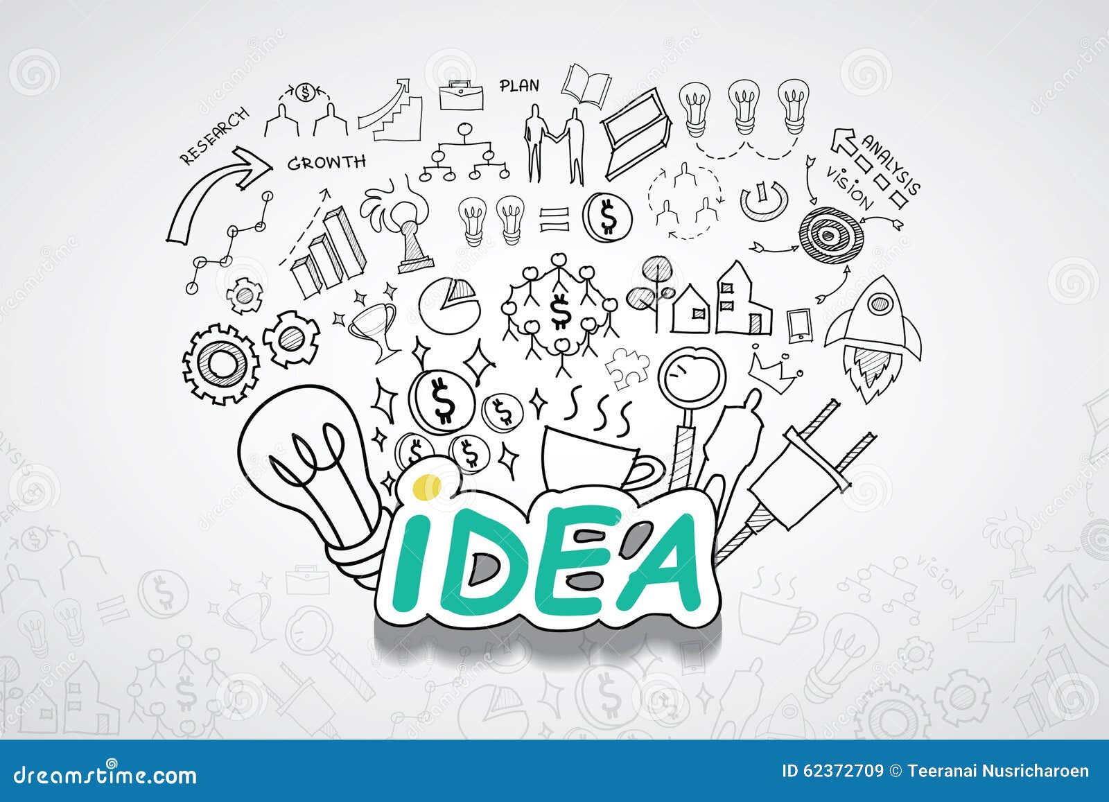 Idea Text, with Creative Drawing Charts and Graphs Business Success ...