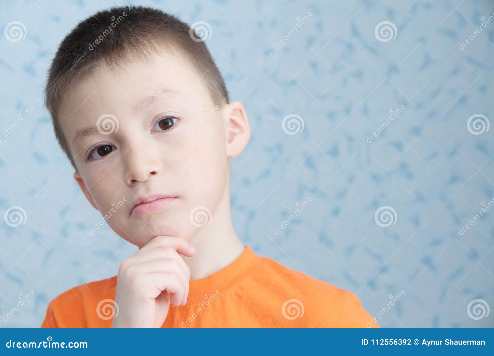 Idea Thinking Adorable Boy Portrait Closeup, Solving Problem Concept ...