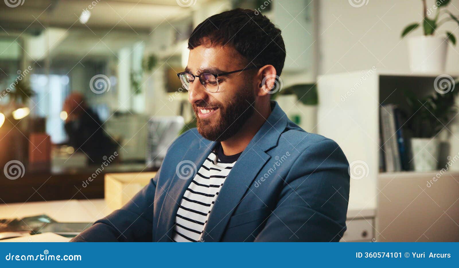 Idea, Thinking and Business Man in Office with Creative Insight, Problem Solving and Overtime at ...