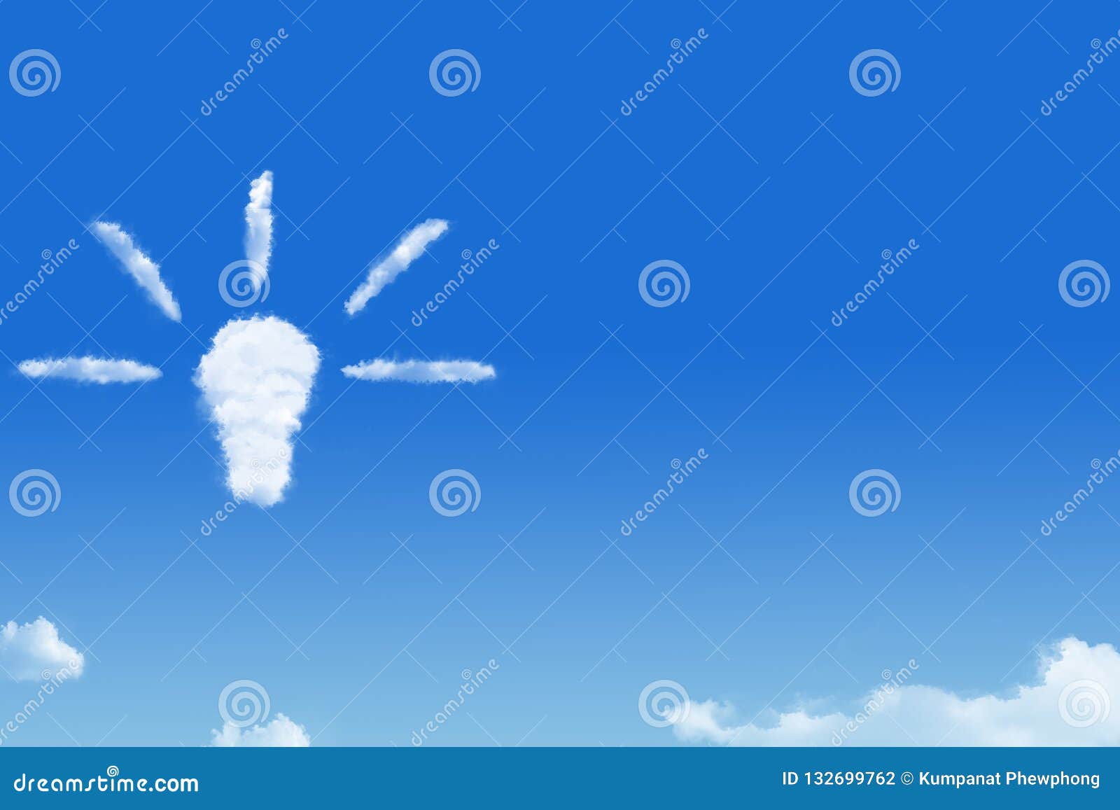 Idea Thinking Concept Electric Blub Cloud in the Blue Sky Stock Photo ...