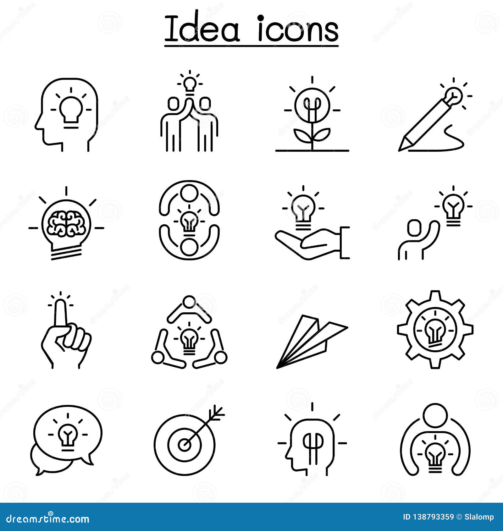 Idea, Thinking, Planning, Strategy, Development, Imagine Icon Set In ...