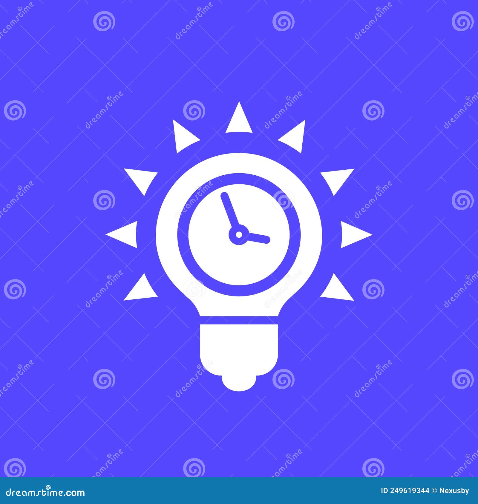 Idea and Time Icon with Light Bulb Stock Vector - Illustration of ...