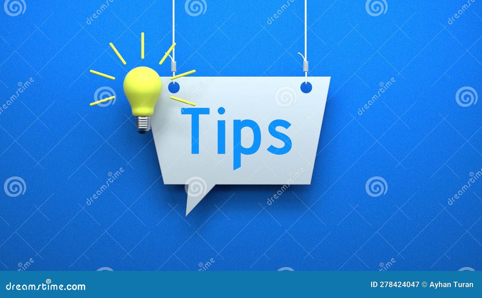 Idea , Tip and Bulb 3d Render Concept Stock Illustration - Illustration ...