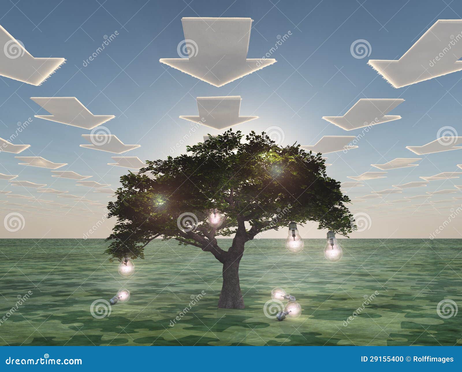 Idea tree with clouds stock illustration. Illustration of ideas - 29155400