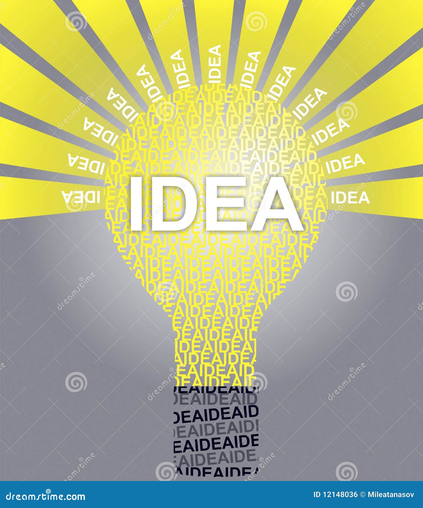 IDEA typographic bulb stock illustration. Illustration of word - 12148036
