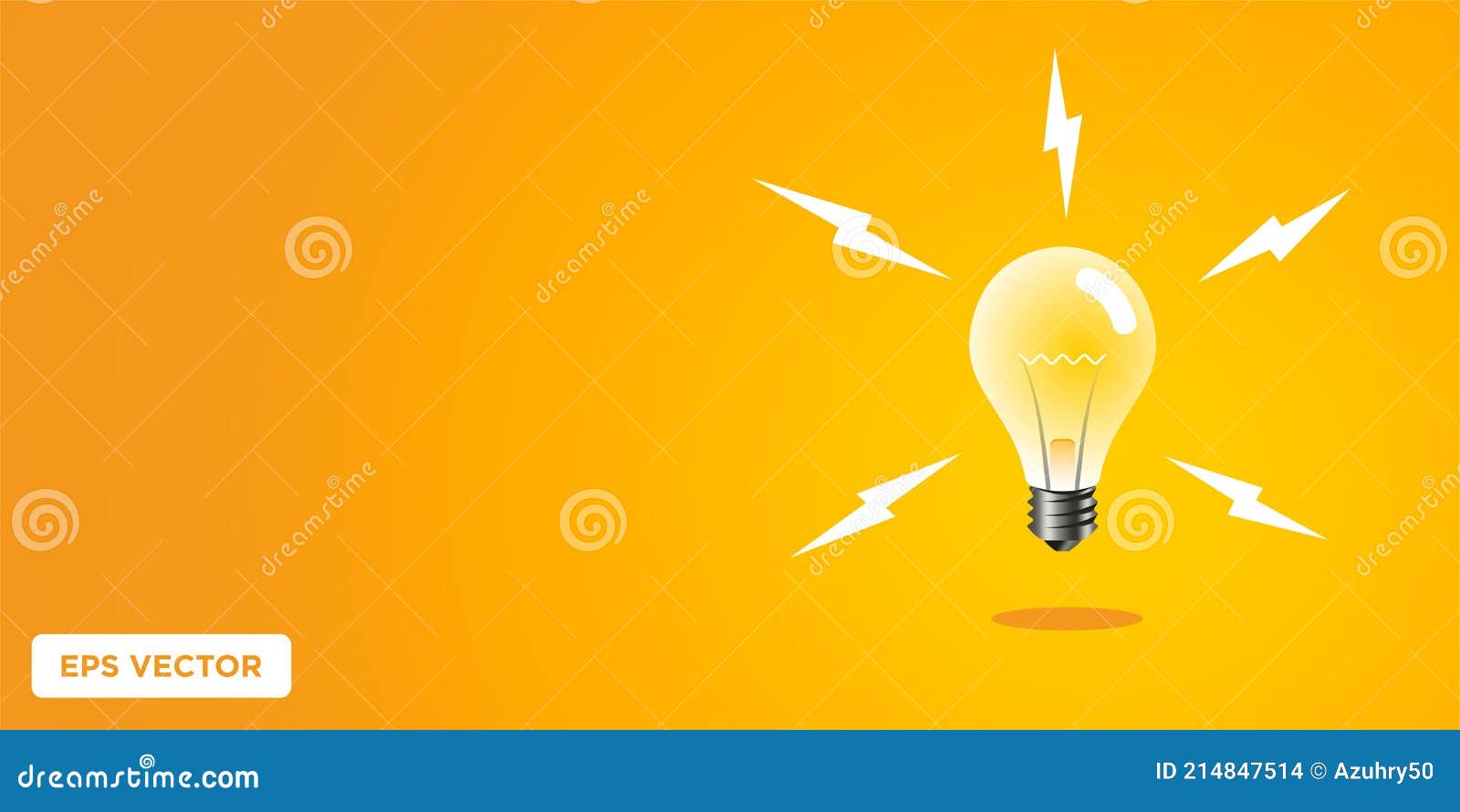 Idea Vector. 3d Realistic Style Vector Hanging Light Bulb on a Blue ...