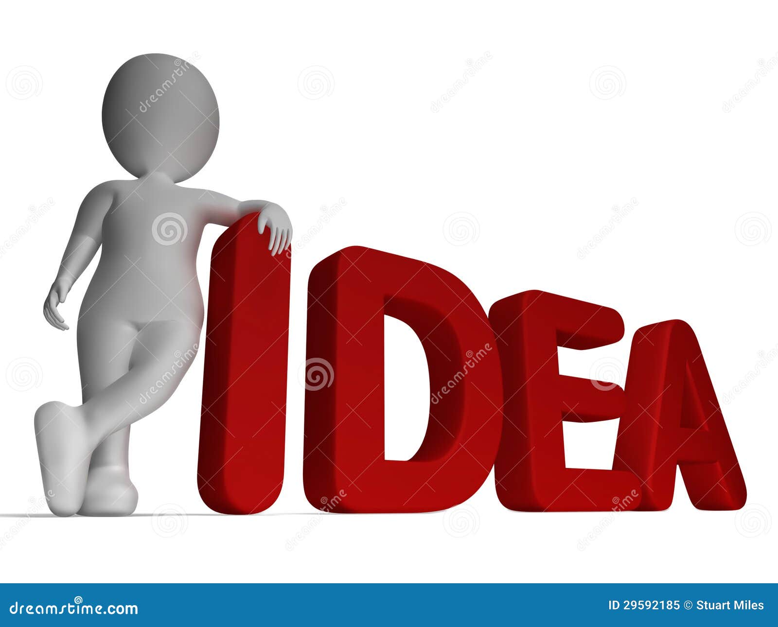 Idea Word and 3d Man Shows Thoughts and Invention Stock Illustration ...