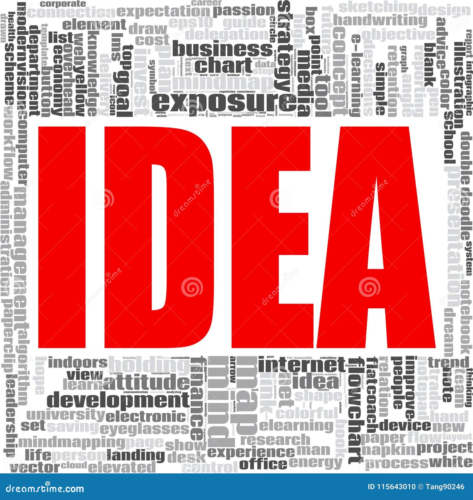 Idea word cloud stock illustration. Illustration of rendering - 115643010