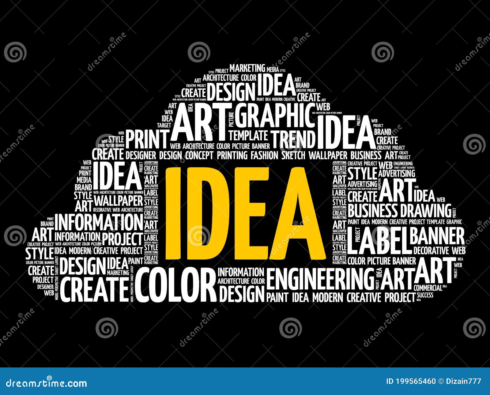 IDEA Word Cloud, Creative Concept Stock Illustration - Illustration of ...