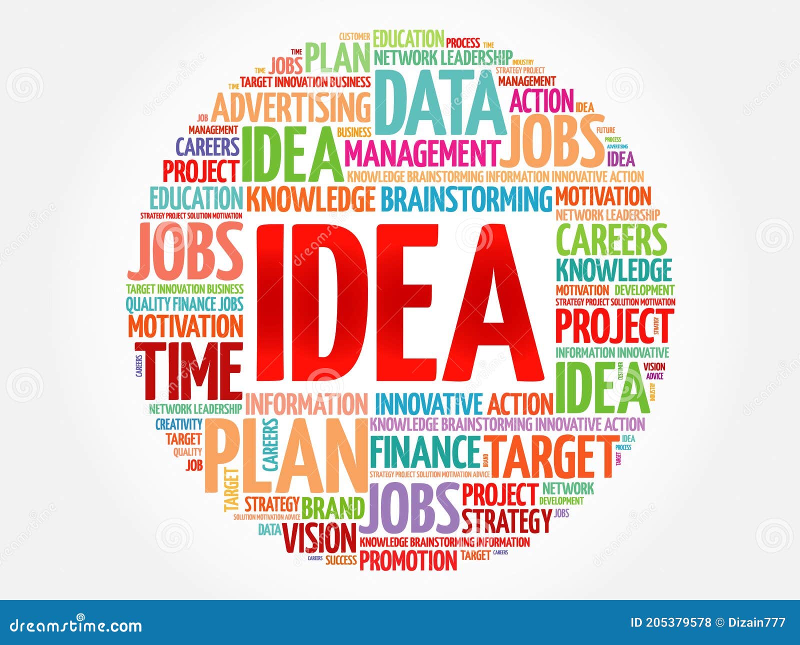 Idea word cloud stock illustration. Illustration of core - 205379578