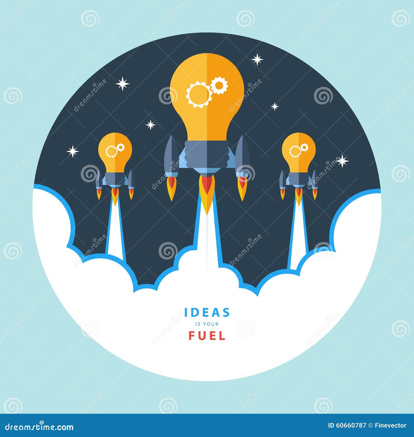 Idea is Your Fuel. Flat Design Colorful Vector Illustration Concept for ...