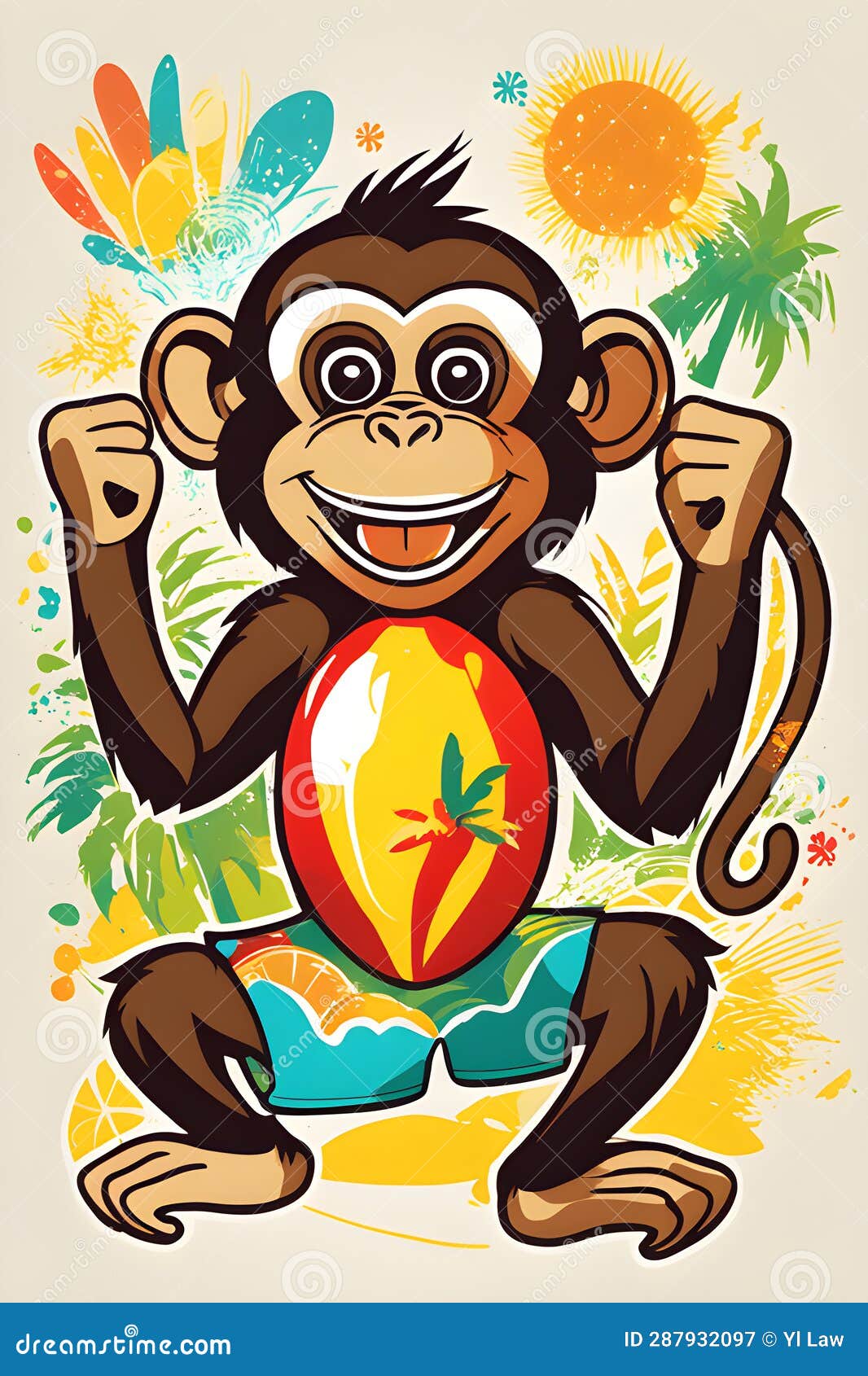 The Ideal for Art Print, Monkey Summer Stock Illustration ...