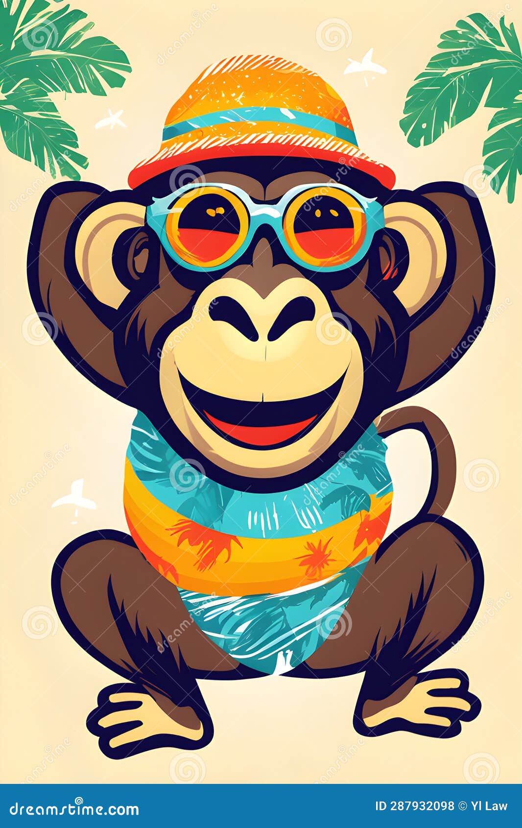 The Ideal for Art Print, Monkey Summer Stock Illustration ...