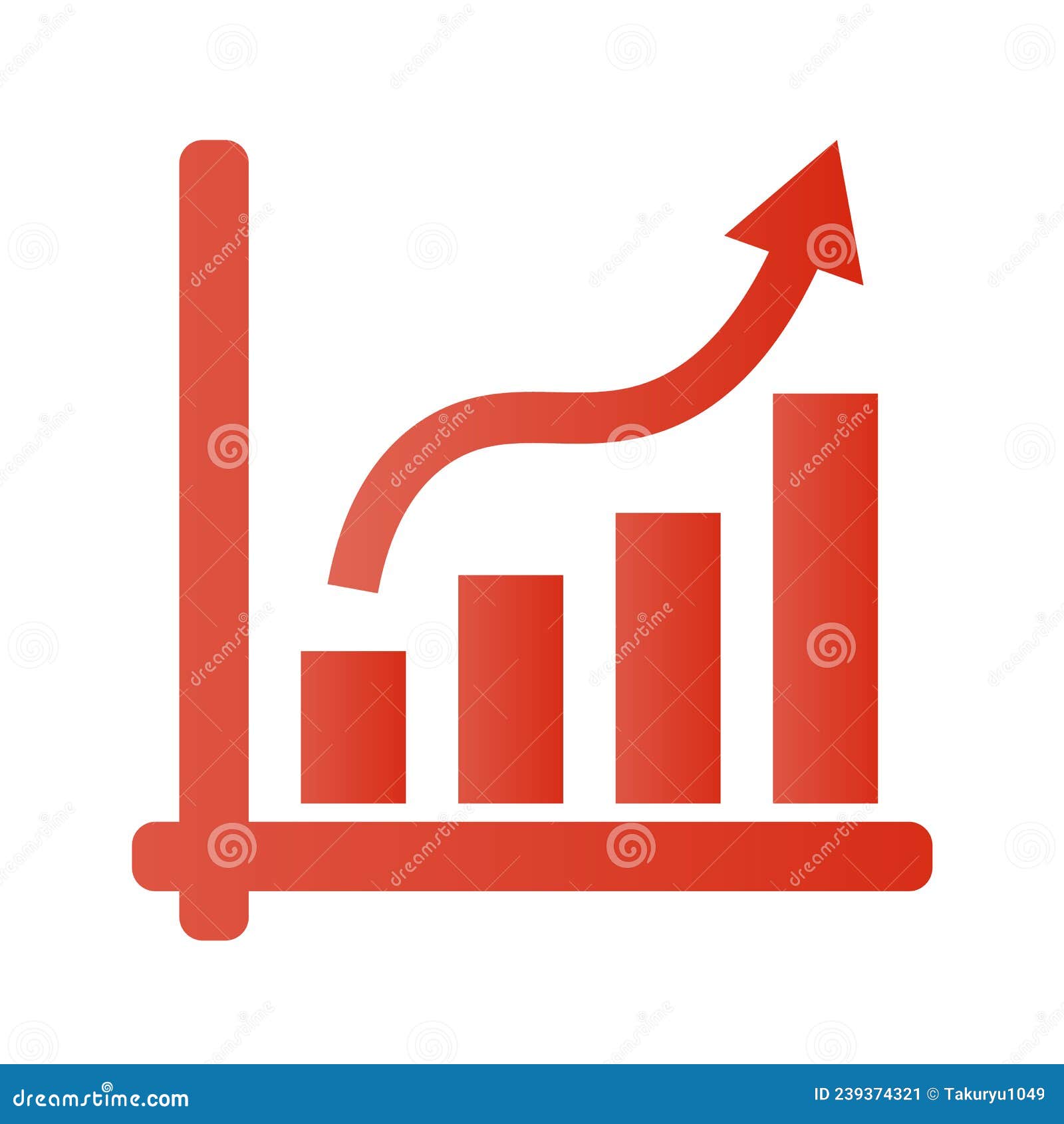 Red Rising Arrow and Bar Graph Icon. Performance. Vectors. Stock Vector ...