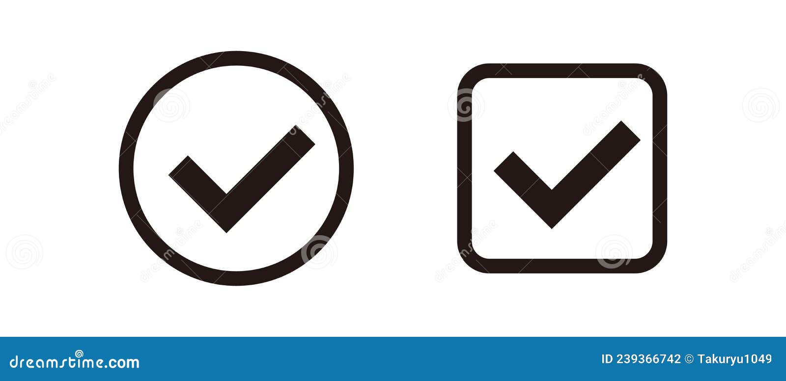 A Simple Set of Circle and Square Check Mark Icons. Stock Vector ...